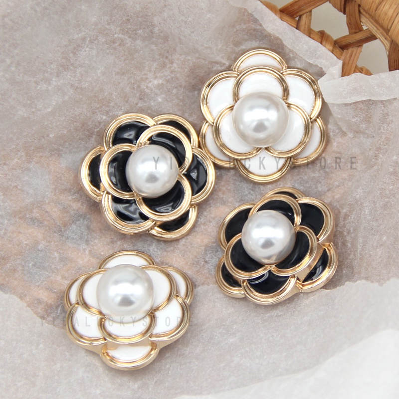 18/23/25mm Vintage Flower Gold Metal Pearl Buttons For Clothes Jewelry ...