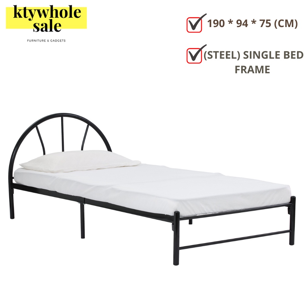 KTY Single Bed Frame Powder Coated Metal / Katil hostel/Metal Bed/Bed ...