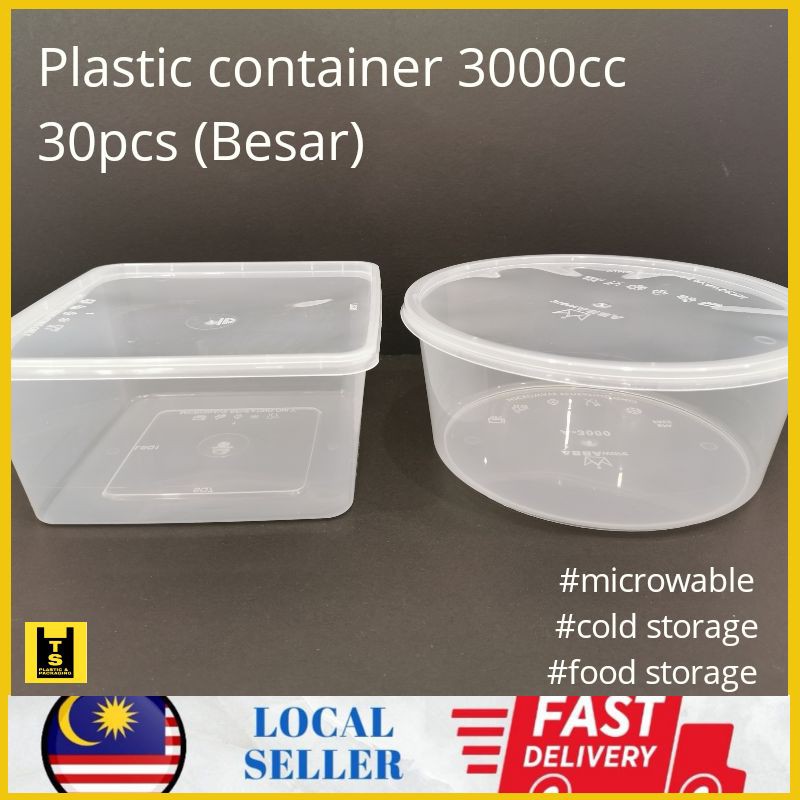 Plastik Container Besar 3000cc Empat Segi, Bulat 5 - 30 pieces/ Plastic ...