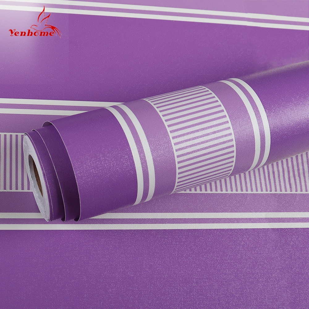 Yenhome Striped Wallpaper Purple Waterproof Decorative Wall Sticker ...