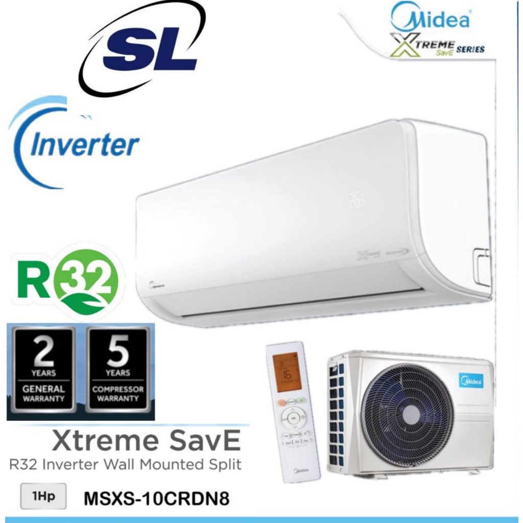 AIRCOND Midea wall mounted r32 Inverter XTREME SAVE (1.0HP, 1.5HP, 2.0HP, 2.5HP) | Shopee Malaysia
