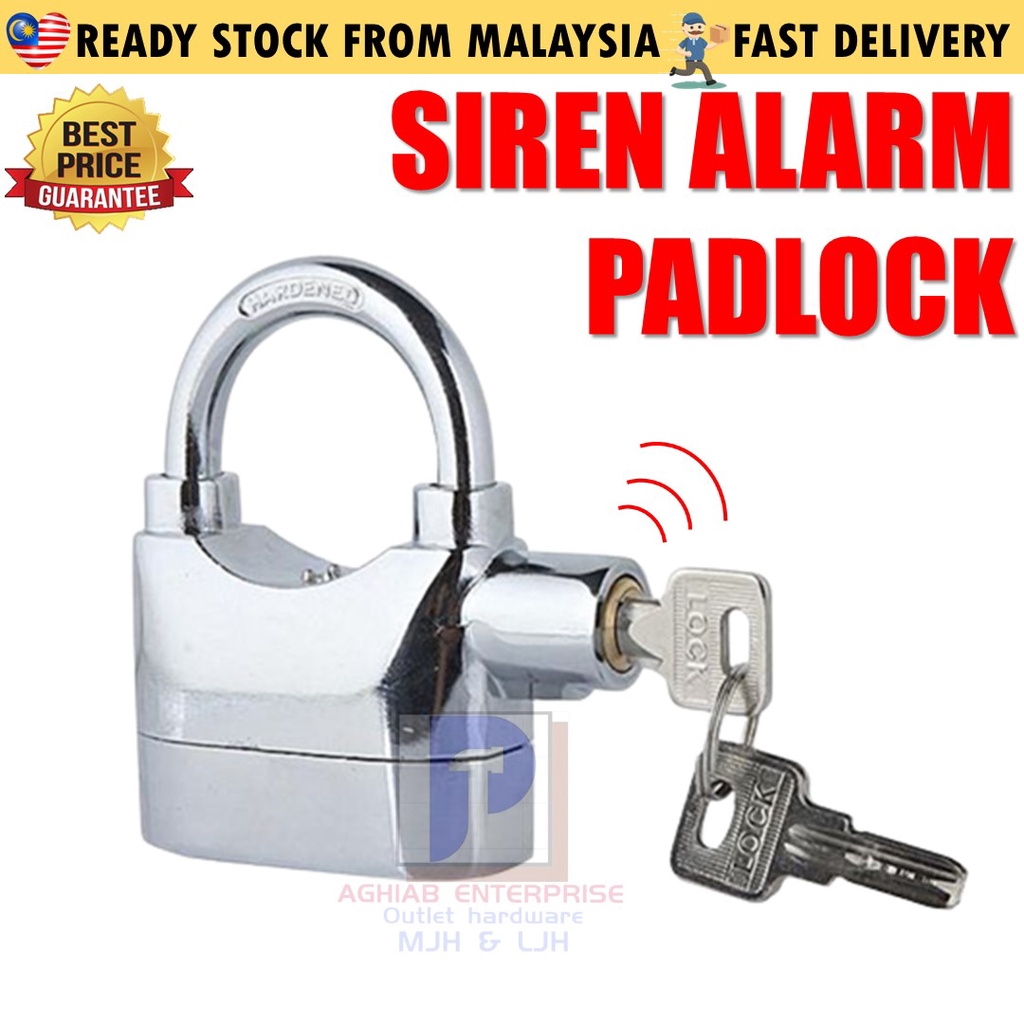 Ready Stock!ALARM LOCK SIREN ALARM PADLOCK For DOOR/Motor/Bike LOCK ...