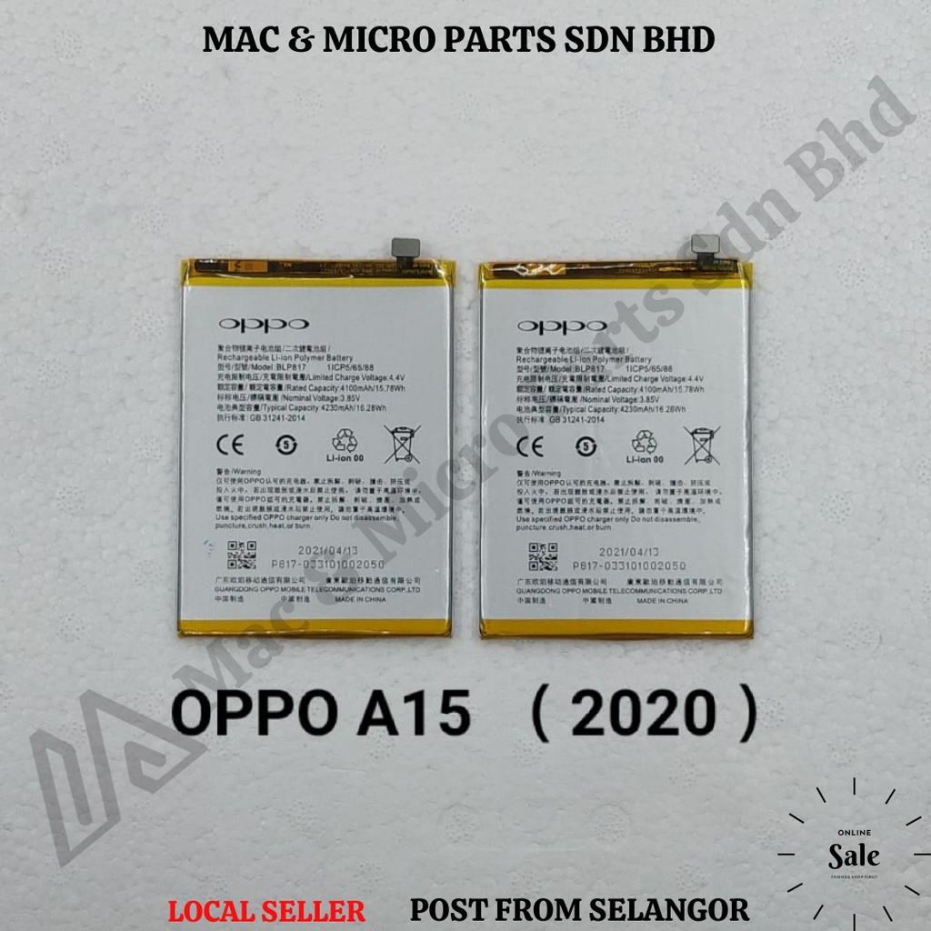 OPPO A15/A15S 2020 ORIGINAL BATTERY MODEL BLP817 (4100mAh) | Shopee ... OPPO A15/A15S 2020 ORIGINAL BATTERY MODEL BLP817 (4100mAh) | Shopee ...