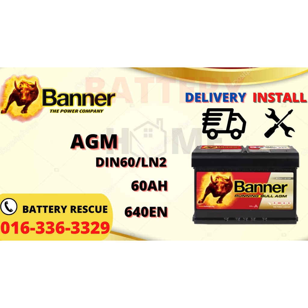 BANNER AGM LN2/ DIN60/60AH -START STOP CAR BATTERY OEM -FOR LEXUS NX300h/MERZ & BMW/PORSCHE ...
