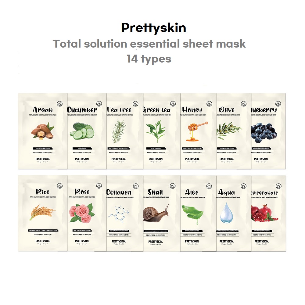 Prettyskin. Total solution essential sheet mask.10ea.(14 types ...