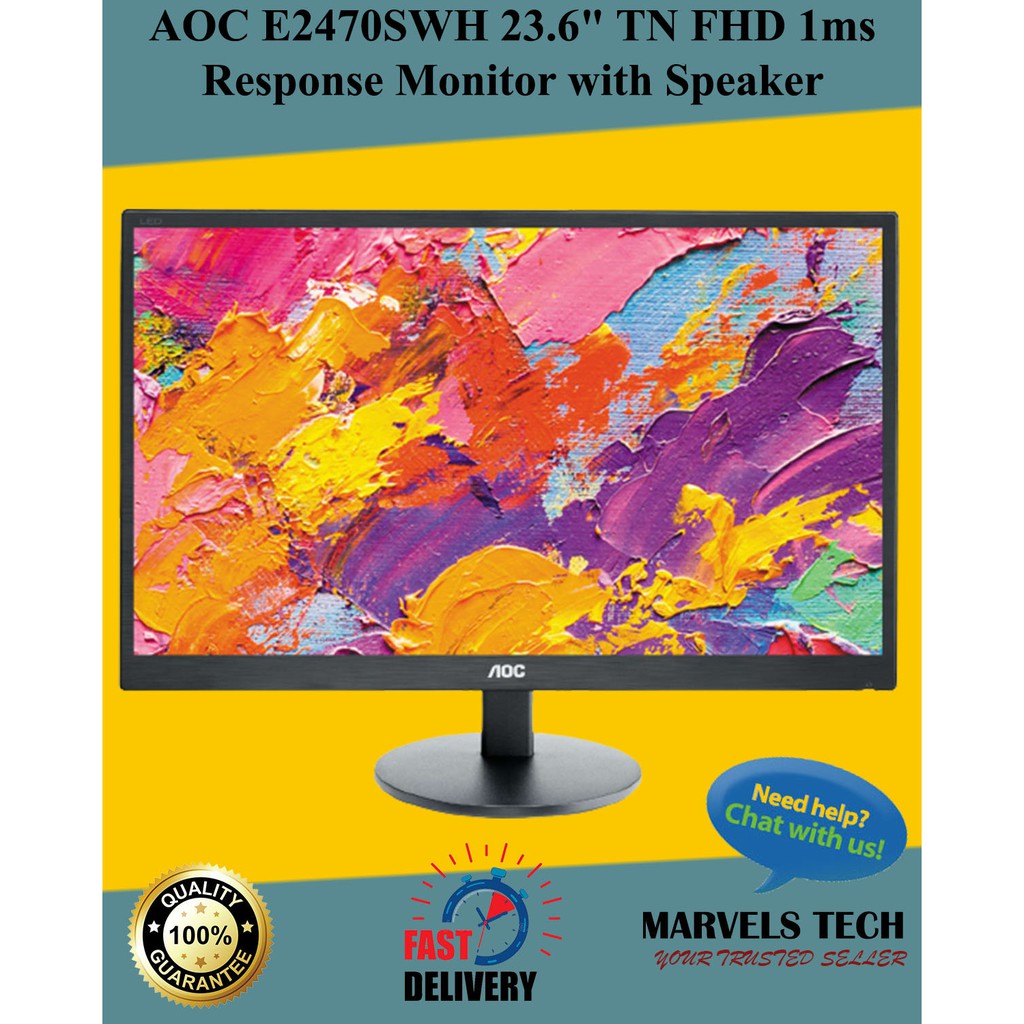 AOC E2470SWH 23.6" TN FHD 1ms Response Monitor with Speaker (VGA+DVI ...