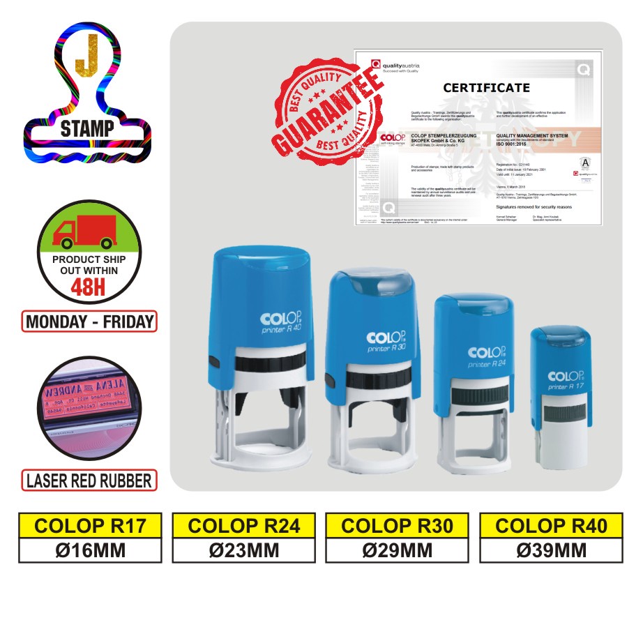 Cop Nama Stamp Colop Printer Line Round Custom made Stamp | Shopee Malaysia