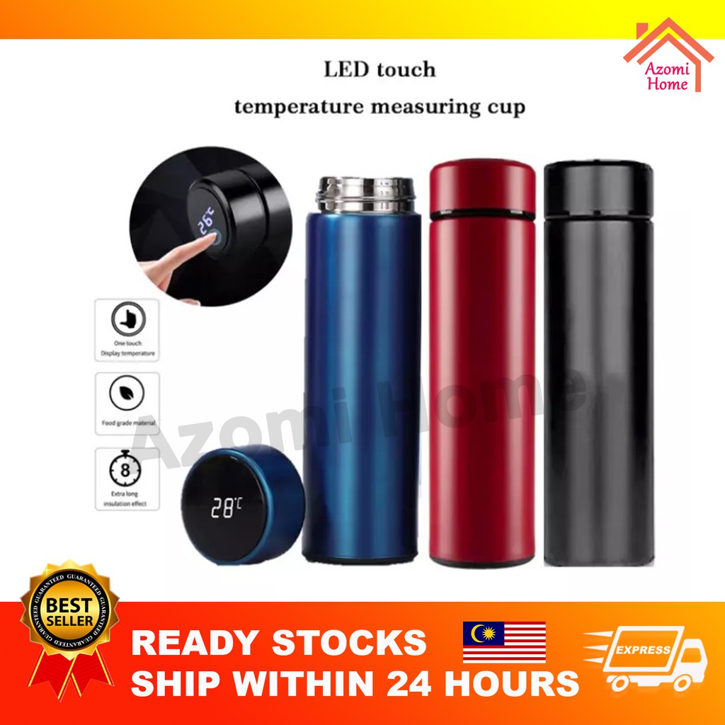 300ml 500ml LED Temperature Thermal Thermos Flask AI Touch Flask Botol ...