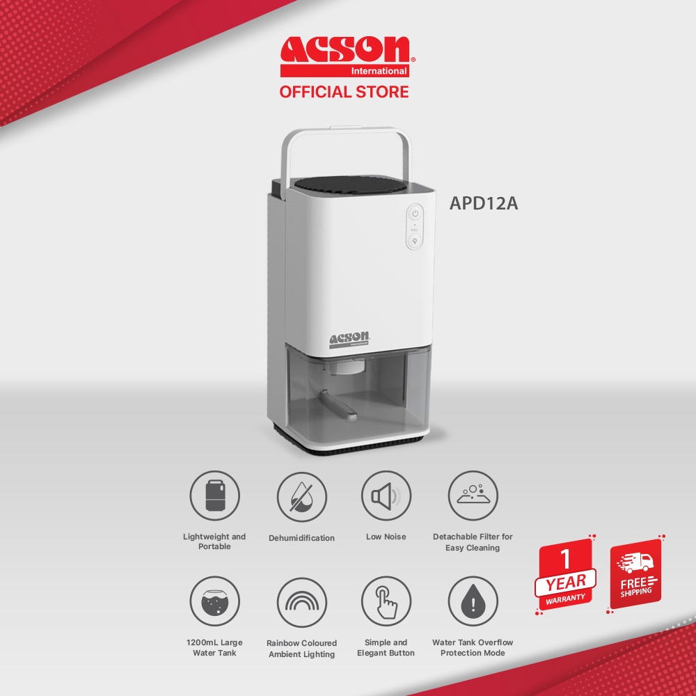 Acson Portable Dehumidifier (1.2L) APD12A - Moisture Absorber | Shopee ...