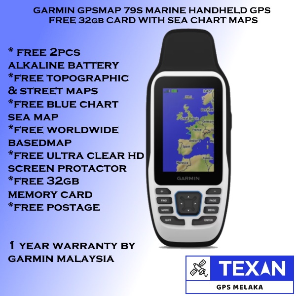 Garmin GPSMAP 79s Marine Handheld GPS Free 32gb Card with Sea Chart ...