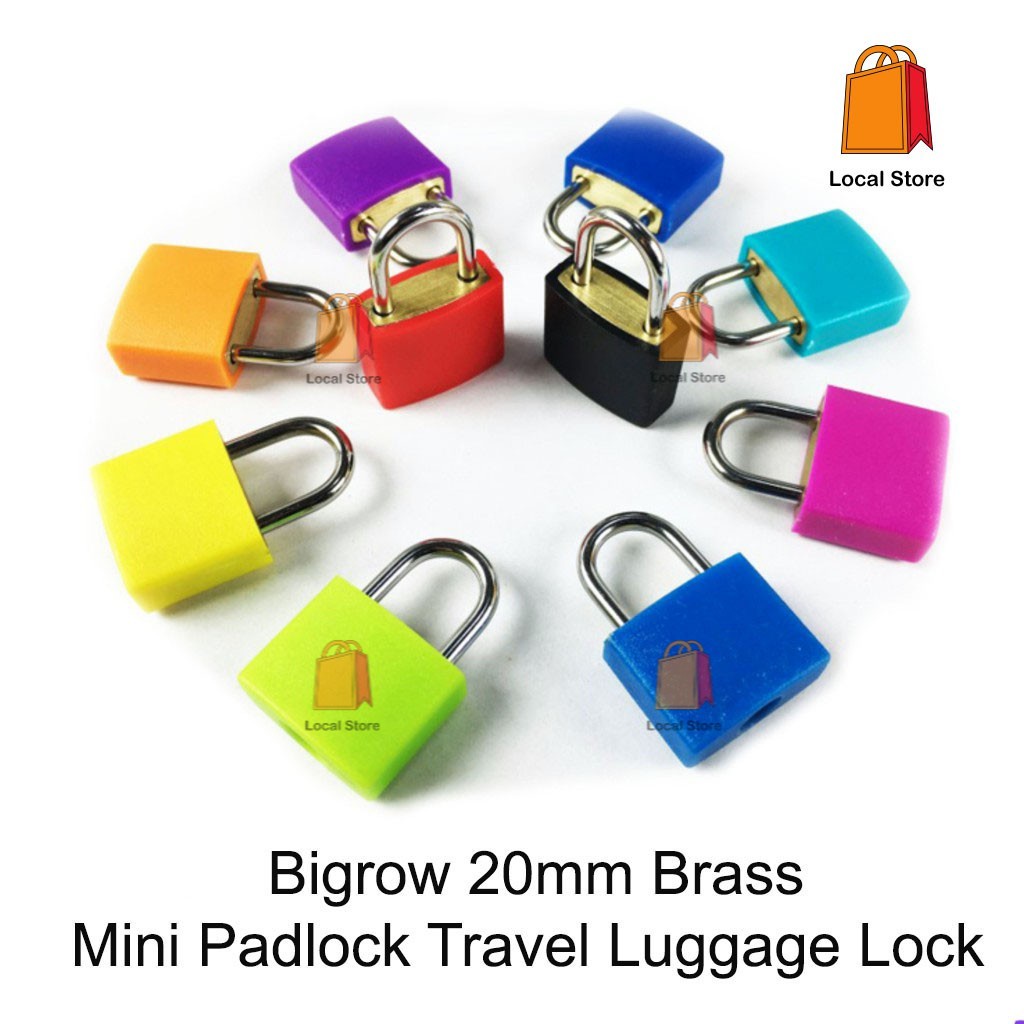 [ 1 UNIT ] Bigrow 20mm Brass 8 Color Small Mini Padlock Travel Luggage ...
