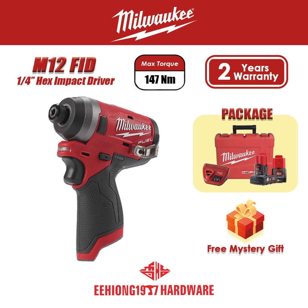 MILWAUKEE M12 FID GEN II FUEL 1/4" Hex Impact Driver 147nm M12FID Hard ...
