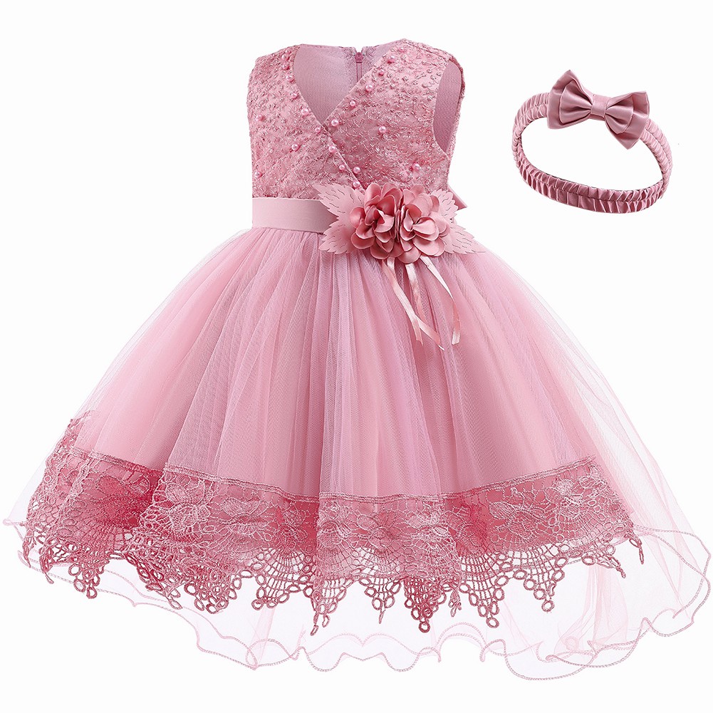 Newborn Baju Baby Girl Clothes New Bright Bead Bow Dress Children ...