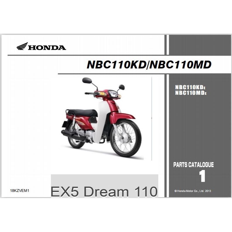HONDA EX5 DREAM 110 PARTS CATALOGUE JUNE 2013 | Shopee Malaysia