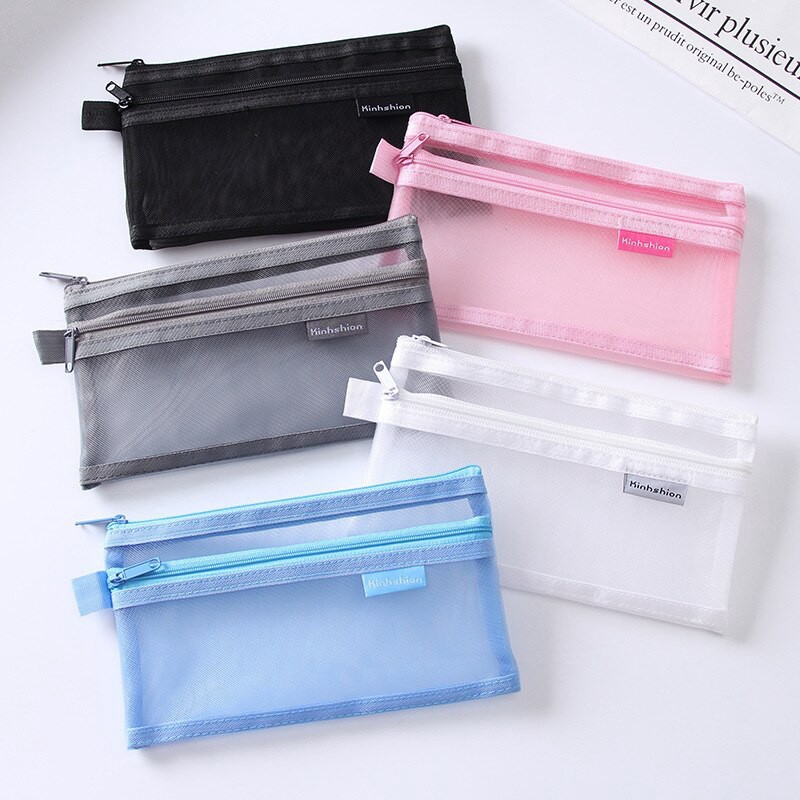 Transparent double mesh bag pencil case 1 piece | Shopee Malaysia