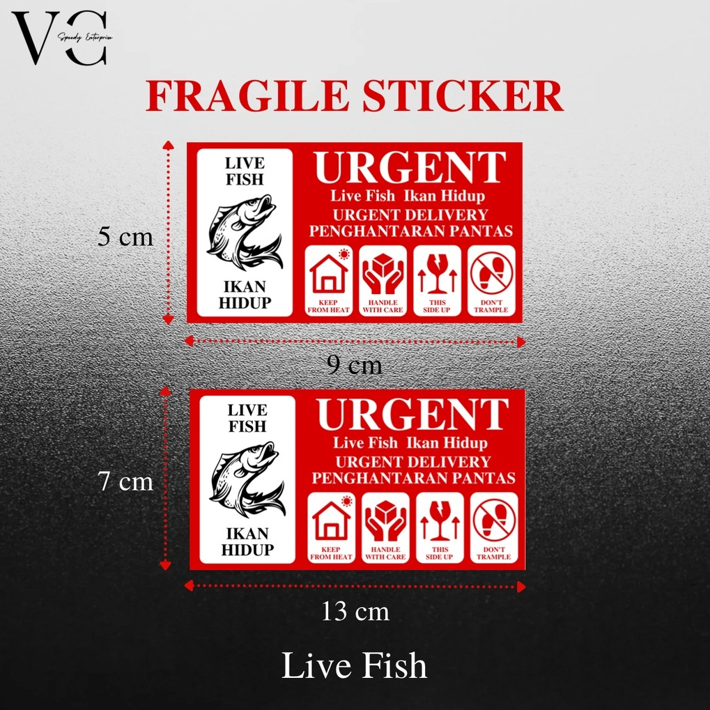 Fragile Sticker Label Live Fish Live Plant Fresh Food Frozen Food 9cm ...
