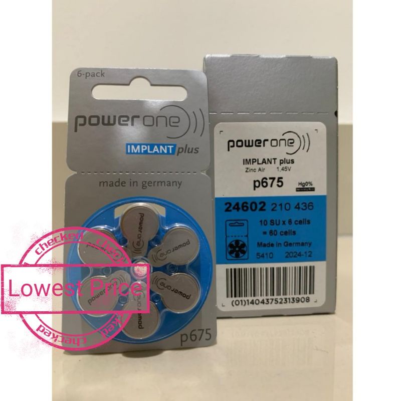 Power One implant plus hearing aids battery P675 / Power One 人工耳蜗电池 ...