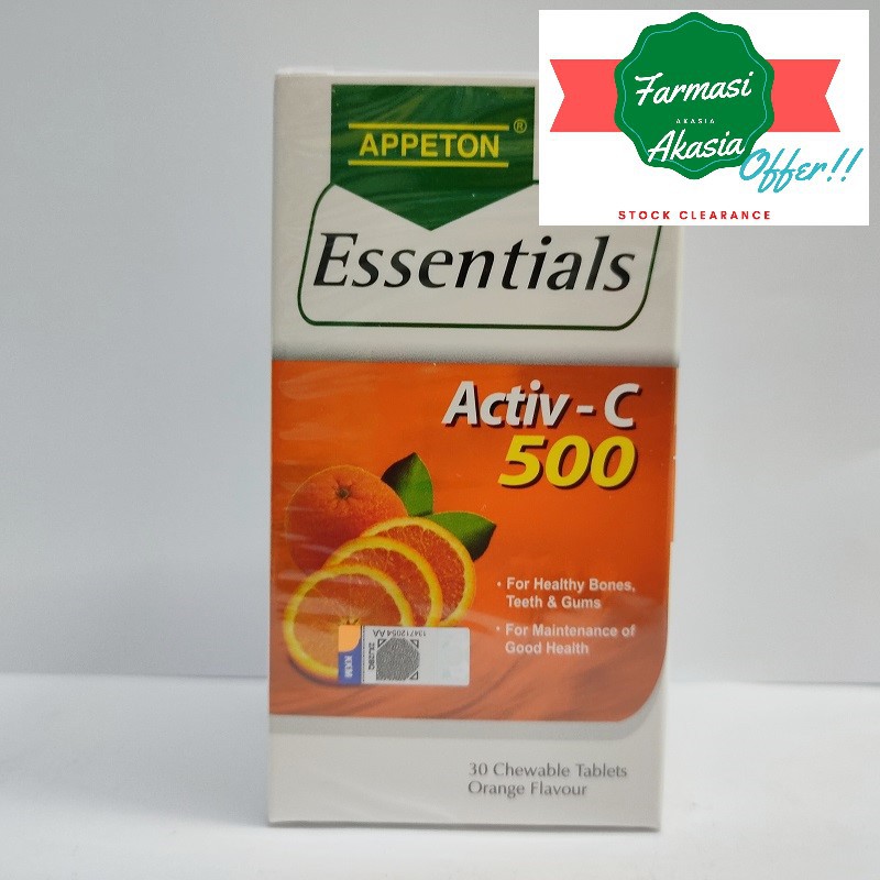 APPETON ACTIV C 500MG CHEWABLE ORANGE TABLET 30 BIJI/BOX : EXPIRED 05/ ...