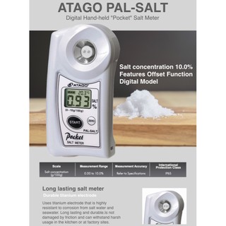 ATAGO PAL-SALT Digital Hand-held Pocket Salt Meter for Food Salinity ...