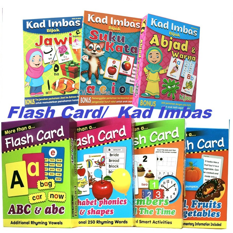 Early Learning Flash Card Kad Imbasan JAWI SUKU KATA ABC PHONIC NUMBER ...
