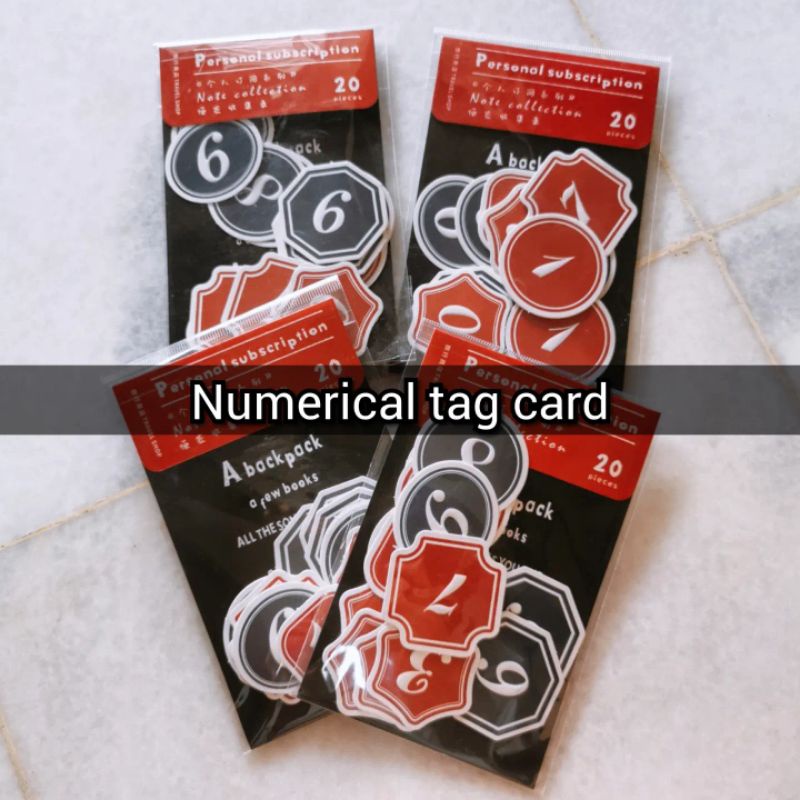 Numerical Tag Card (good for decorations, journal & label use) | Shopee ...