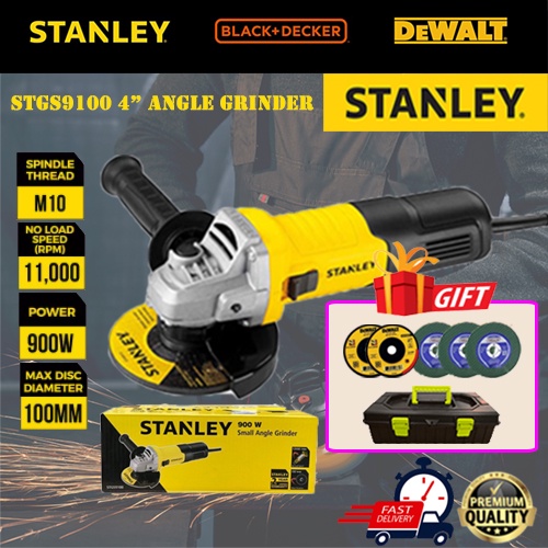 STANLEY STGS9100 4" Angle Grinder [900Watt] FREE DEWALT GRINDING DISC ...