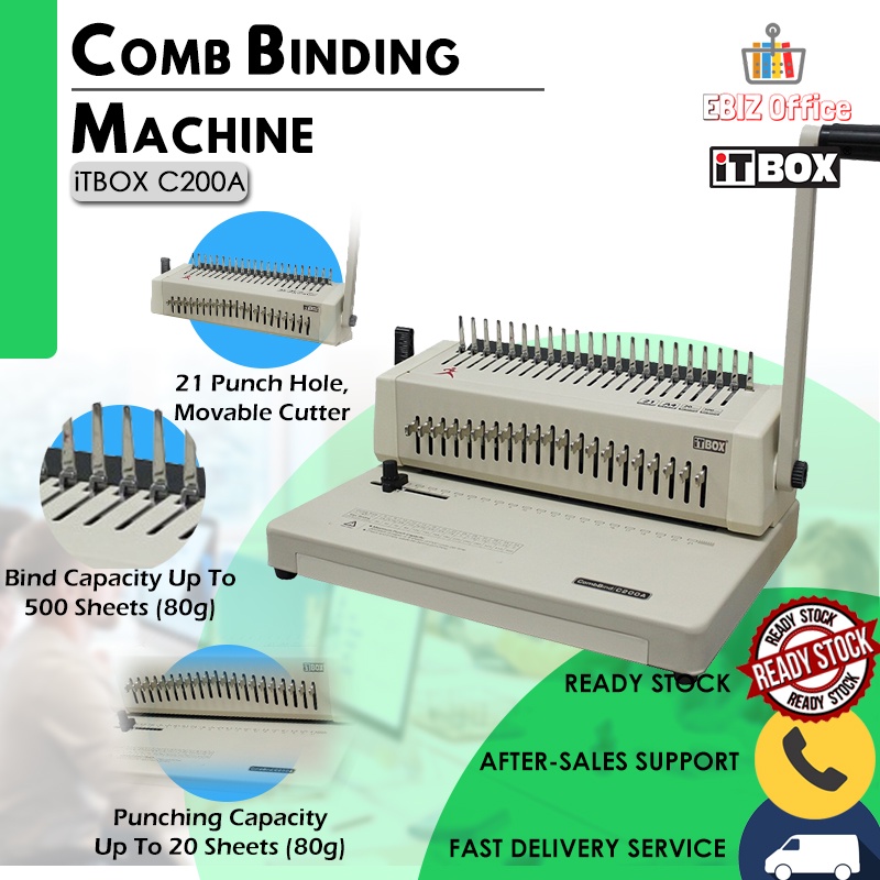 iTBOX Comb Binding Machine C200A | Heavy Duty Comb Binder | A4 Paper ... iTBOX Comb Binding Machine C200A | Heavy Duty Comb Binder | A4 Paper ...