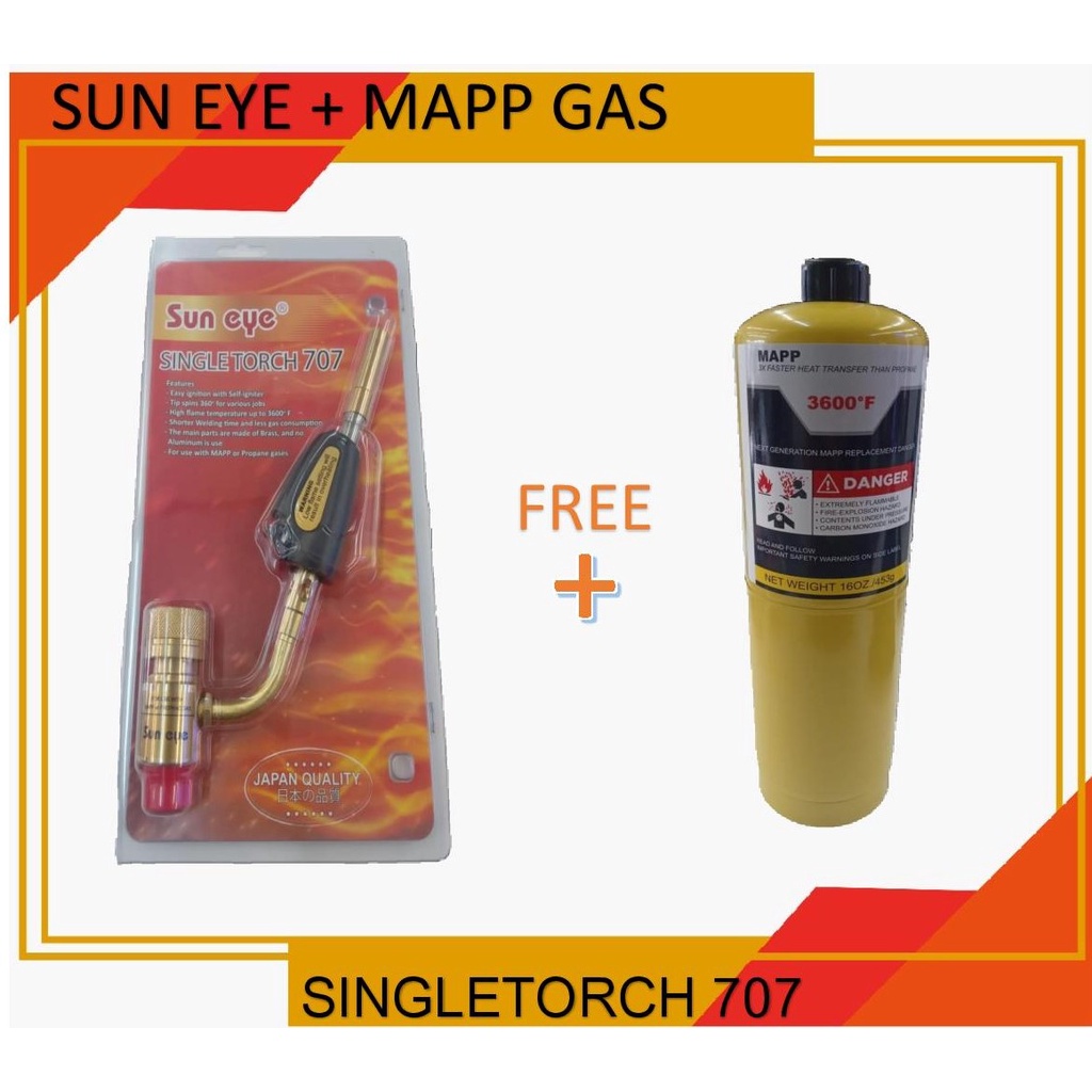 SUN EYE SINGLE TORCH c/w Ignitor and Mapp Gas 16oz | Shopee Malaysia