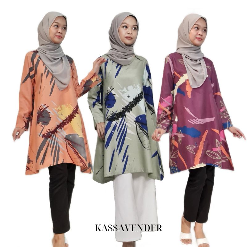 Blouse Cotton Printed Plus Size/ Blouse Muslimah/Blouse Labuh (S-5XL ...