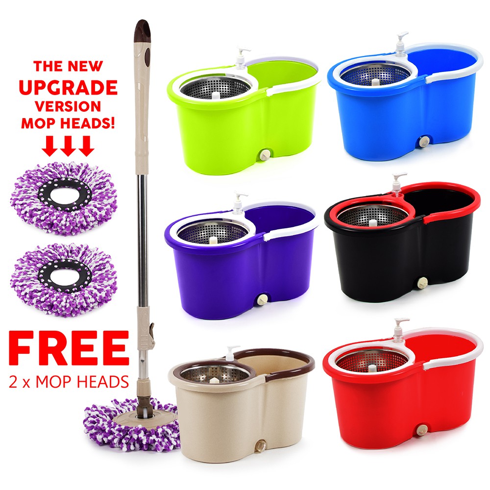 (with 4 wheelsl) 360° Easy Spin Mop Stainless Magic 'Mop Head Upgrade ...