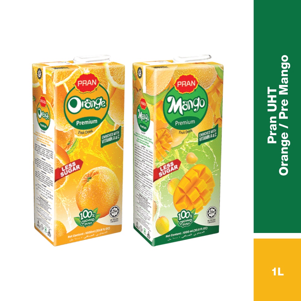 Pran UHT Premium Orange/ Pre Mango Less Sugar (1L) | Shopee Malaysia