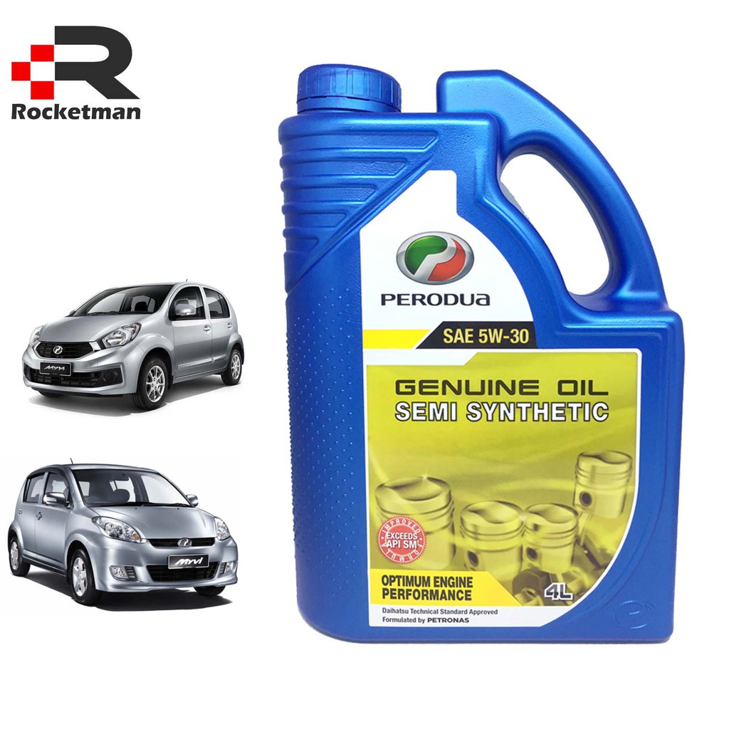 PERODUA 5W30 SEMI SYNTHETIC ENGINE OIL 4 LITER MYVI GENUINE MONEY BACK ...