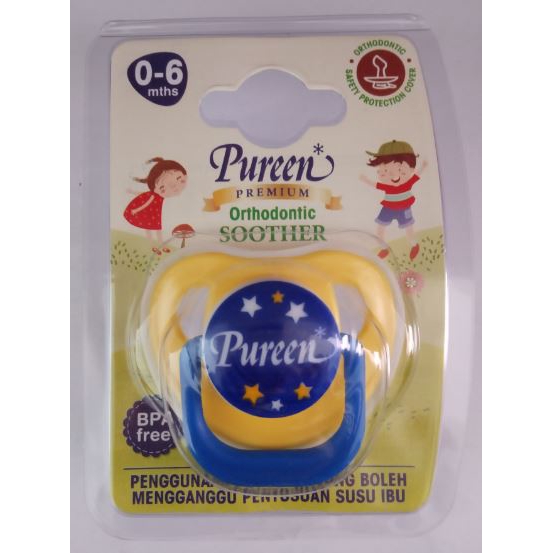 ORIGINAL PUREEN 0-6m Premium Orthodontic Shaped Soother BPA-free With ...