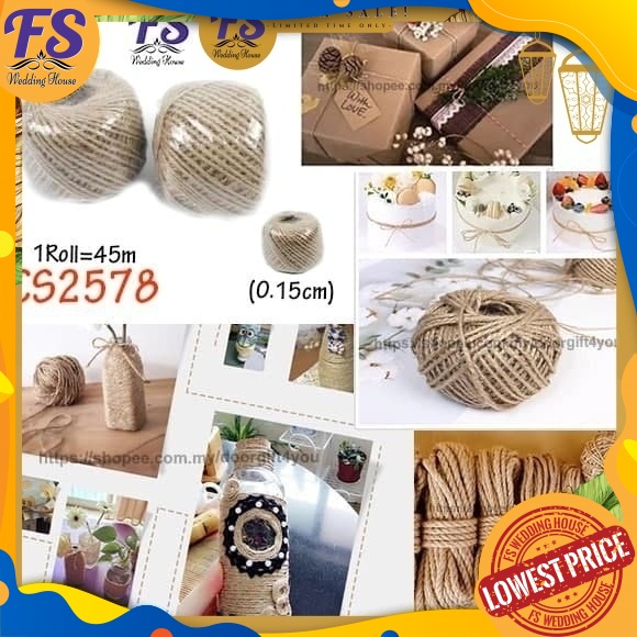 Tali guni /tali pengikat bunga tangan /tali ikat kotak hadiah /pengikat ...