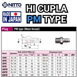 NITTO JAPAN AIR COUPLER HI CUPLA PM TYPE 20PM 30PM 40PM | Shopee Malaysia