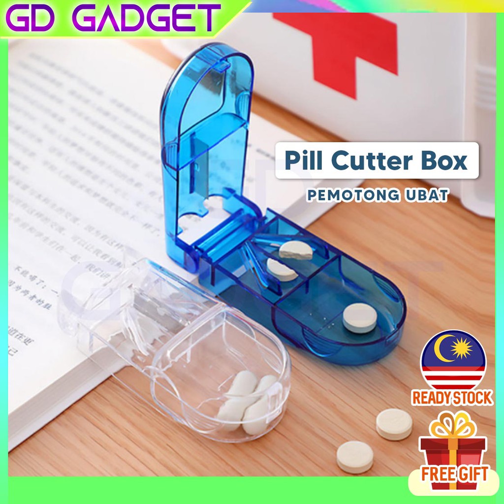 GD Medicine Cutter Pill Cutter Box Tablet Splitter Case / Pemotong Ubat ...