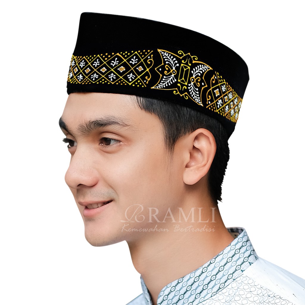 Peci Black Songkok Kopyah Kopiah Kopeah Anak Adult Muslim Motif Door ...
