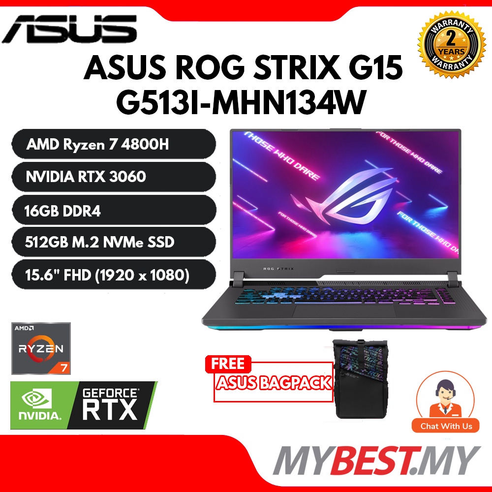 Asus ROG Strix G15 G513I-MHN134W 15.6'' FHD 144Hz Gaming Laptop ( Ryzen ...