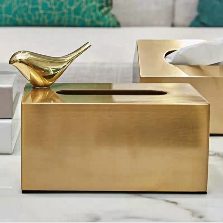 European Style Metal Gold Tissue Box Restaurant Kitchen Removable ...