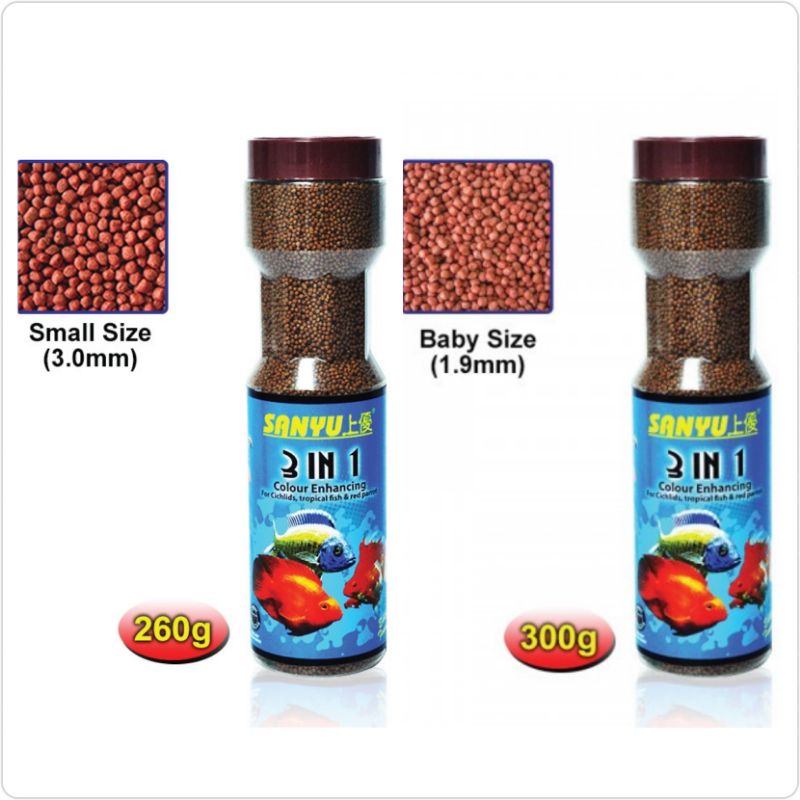 SANYU 3 In 1 Colour Enhancing For Cichlids, Tropical Fish & Red Parrot ...
