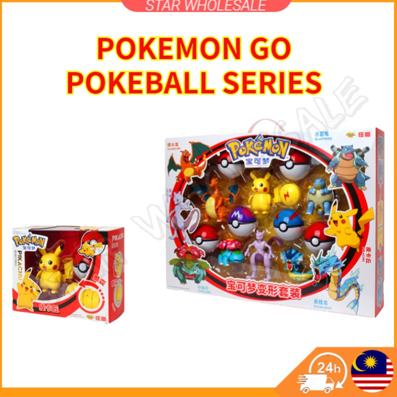Toy Kids Pokemon GO Pokeball Set Collectible Figures Action Play Set ...