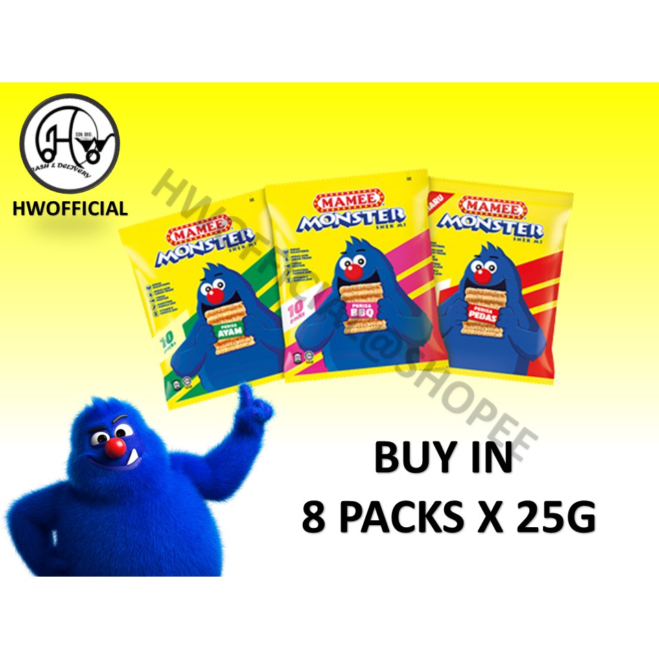 MAMEE MONSTER NOODLE SNACK 8PACKS X 25G | Shopee Malaysia
