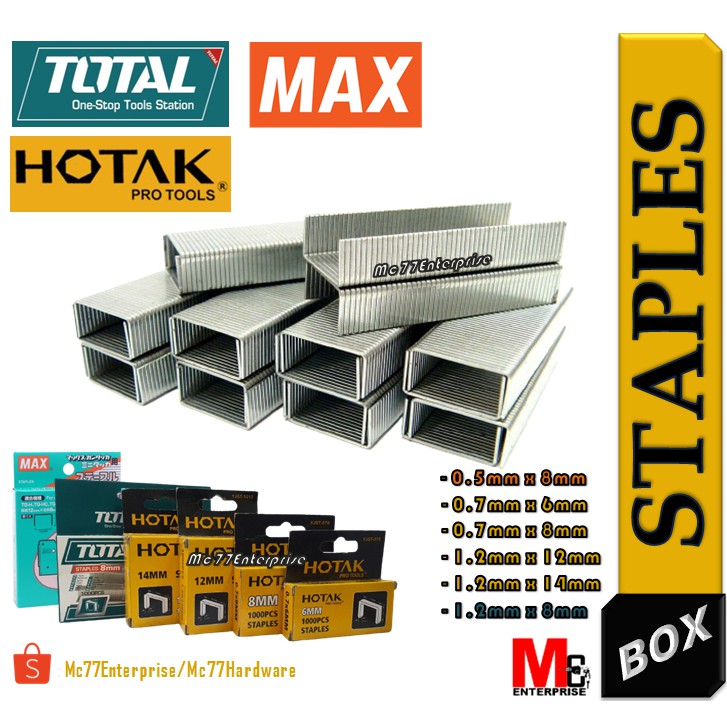 HOTAK 6mm / 8mm / 12mm / 14mm / TOTAL 8MM Staples | Shopee Malaysia