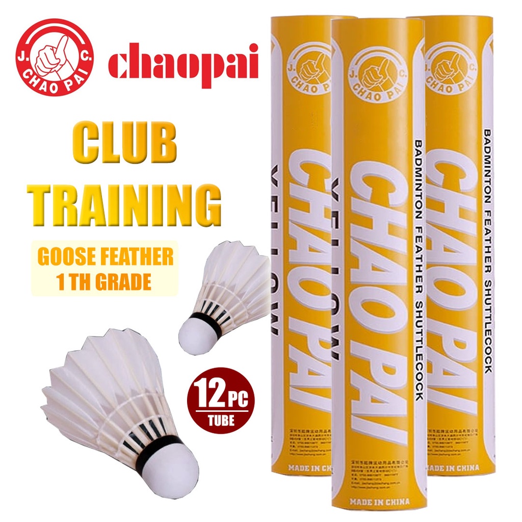 Chao Pai Badminton Shuttlecock Goose Feather Bulu Tangkis- Yellow (12 Pcs) | Shopee Malaysia