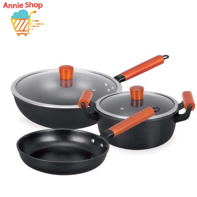 ANNIE 5pcs Non-Stick Cookware Kit Stockpot Fry Set Refined Pan Pot Wok ...