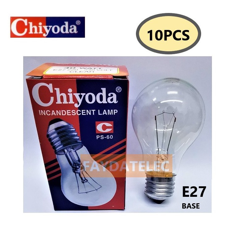 10PCS CHIYODA 40W / 60W / 100W E27 PS60 INCANDESCENT BULB (CLEAR ...