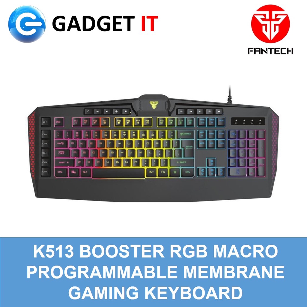 Fantech k513 booster rgb macro programmable membrane gaming keyboard with 120 keys | BeeCost