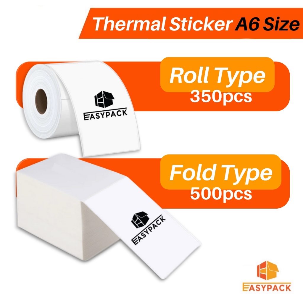 EASYPACK A6 Thermal Sticker Roll Thermal Label Sticker FOLD 100mm*150mm ...