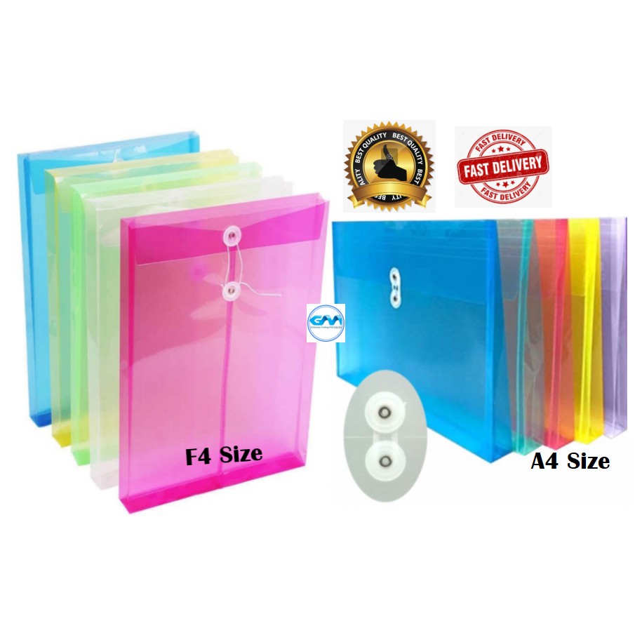 A4 F4 Plastic String File Pocket File Envelope File Document Holder String File