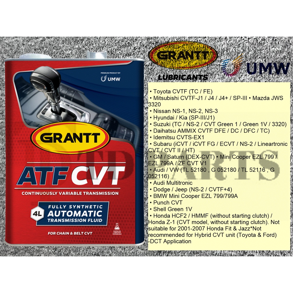100% GENUINE UMW GRANTT ATF CVT FULLY SYNTHETIC AUTOMATIC TRANSMISSION ...